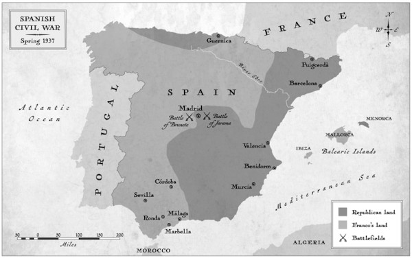 Spanish Civil War Map 1936